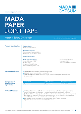 TDS/MSDS Joint Tapes - madagypsum