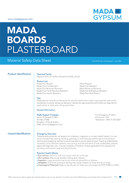 TDS/MSDS Plasterboard Plus - madagypsum