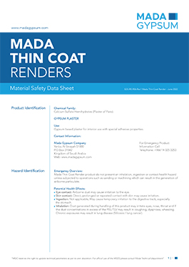 TDS/MSDS Plasters Renders - madagypsum