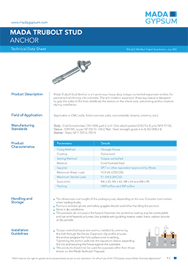 TDS/MSDS Screws Anchors - madagypsum