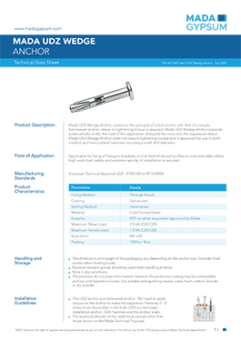 TDS/MSDS Screws Anchors - madagypsum